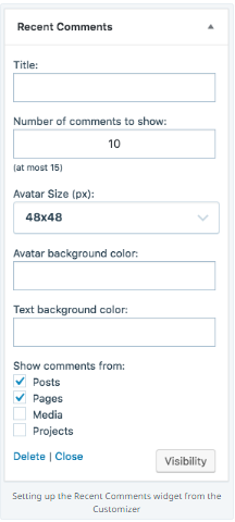 How to add Recent Comments widget on WordPress